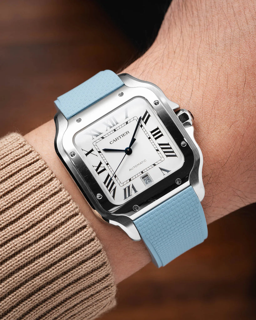 Baby Blue Sailcloth CTS Rubber Strap for Cartier Santos de Cartier ...